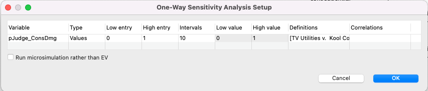 Running One-Way Sensitivity Analysis