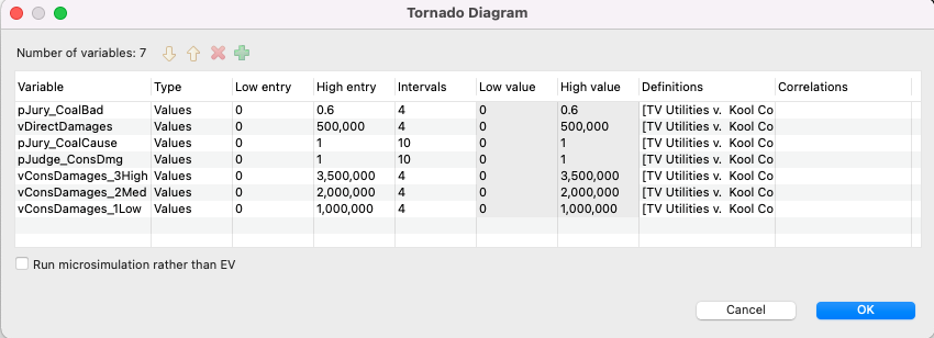 Running Tornado diagrams