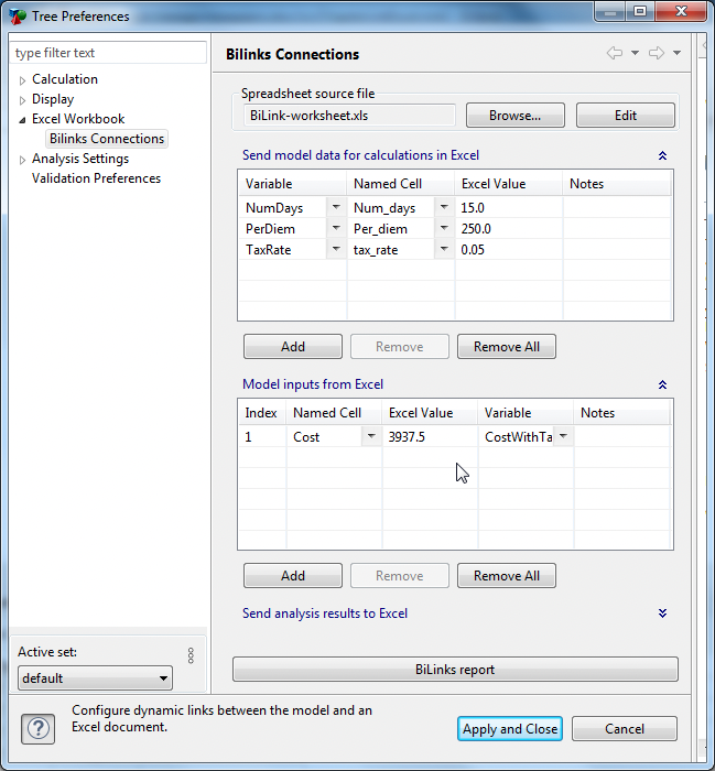 Calculate model values in Excel