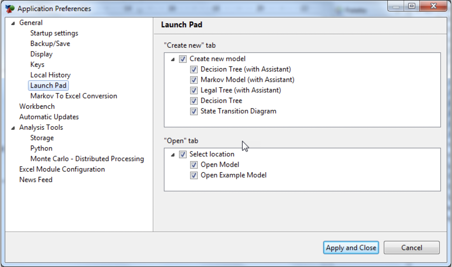 Application Preferences - Launch Pad