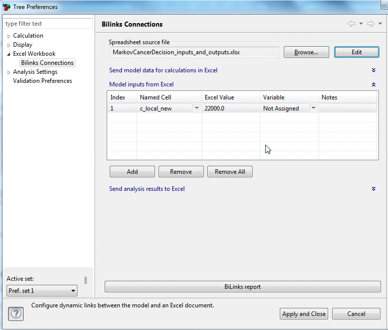Get TreeAge model input values from Excel