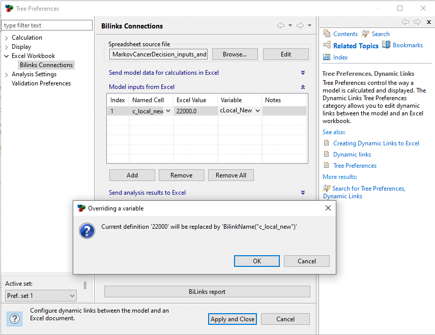 Get TreeAge model input values from Excel