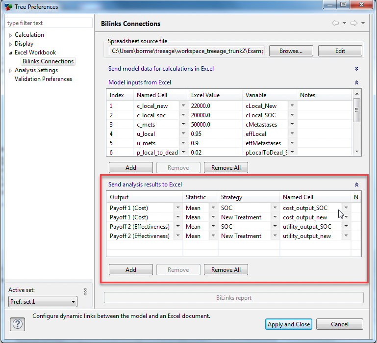 Send model outputs back to Excel