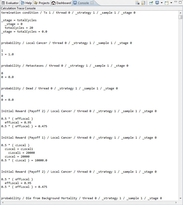 Debug Using the Calculation Trace Console