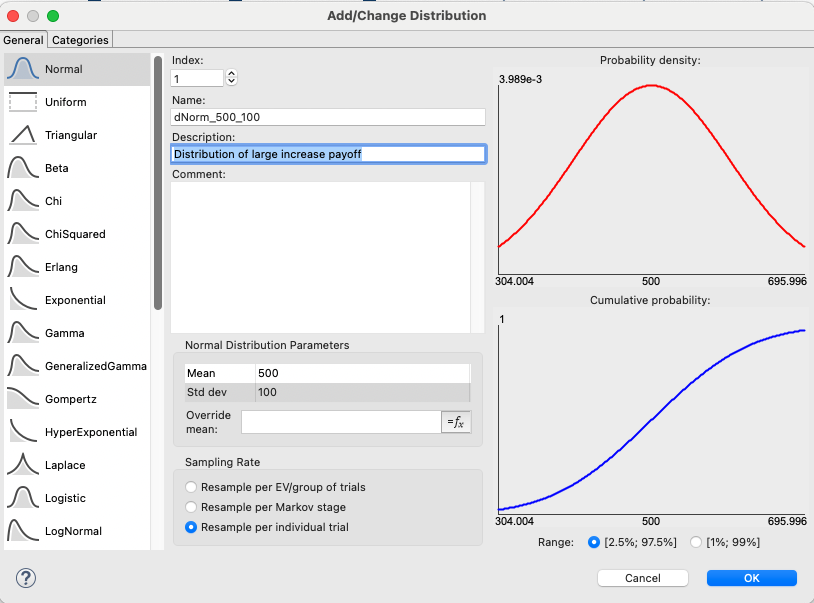 Distribution sampling options