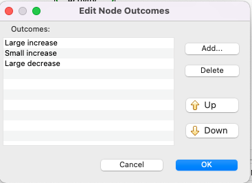 Constructing an influence diagram - adding outcomes and alternatives