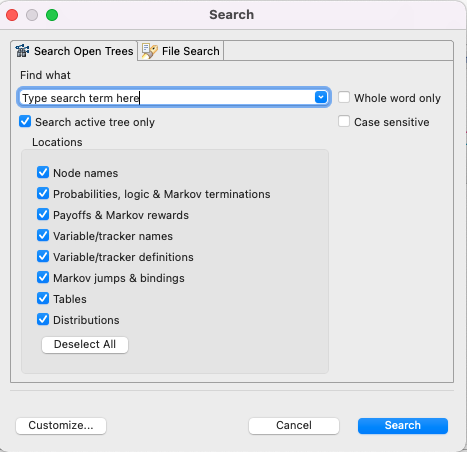 Find, replace and search