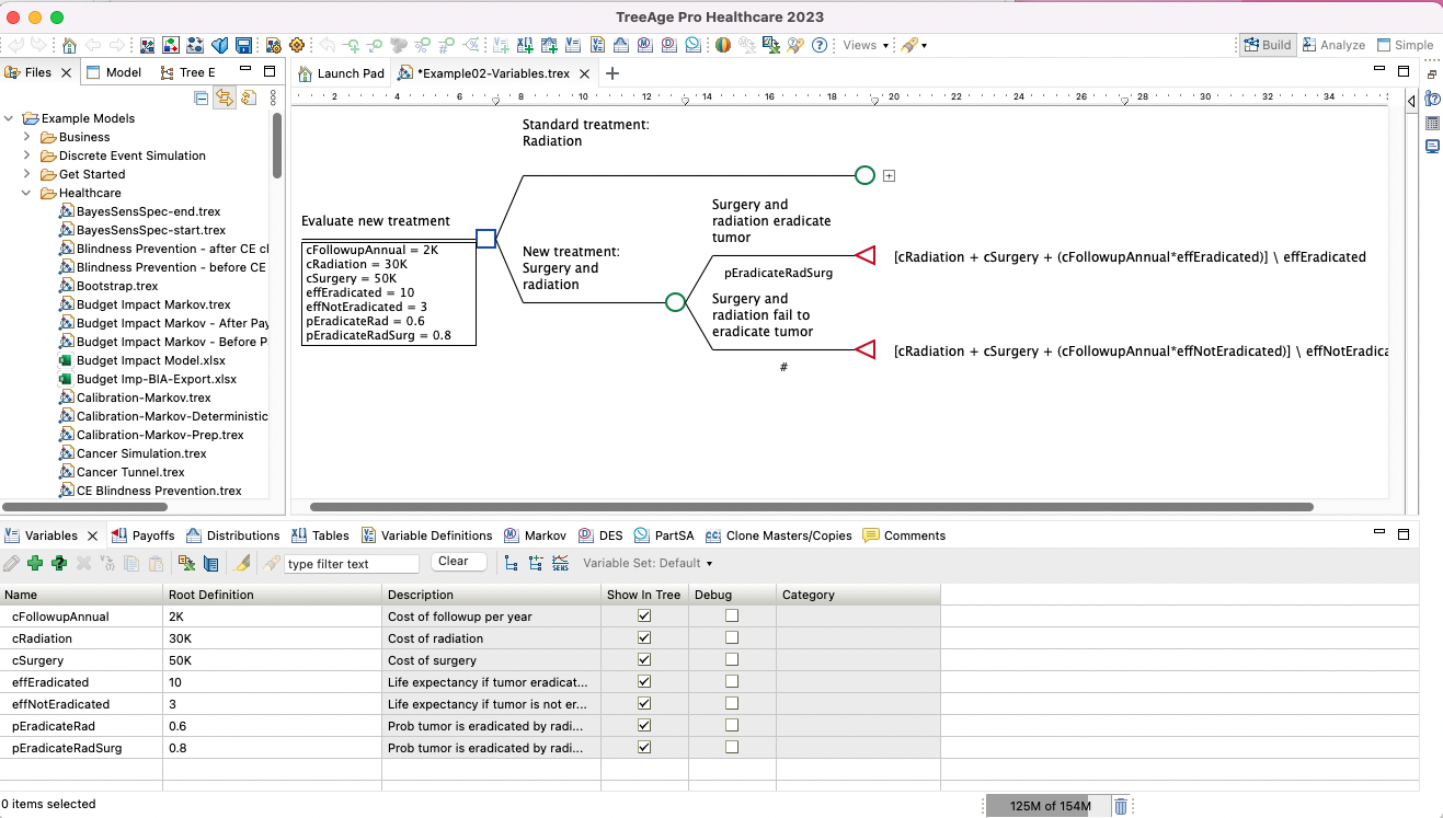 TreeAge Pro Workspace, Tree Explorer and Model Overview