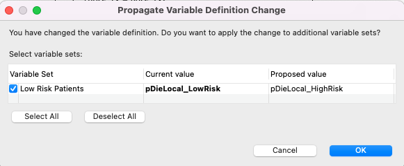 Variable Sets - different model inputs, same model