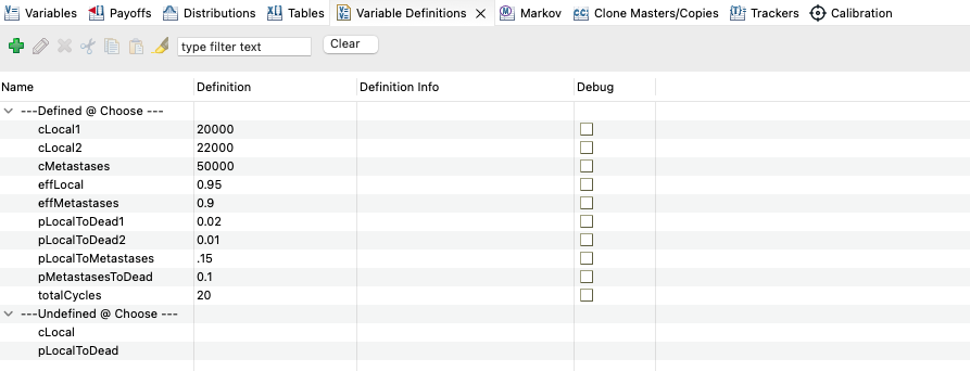 Variables Definitions View